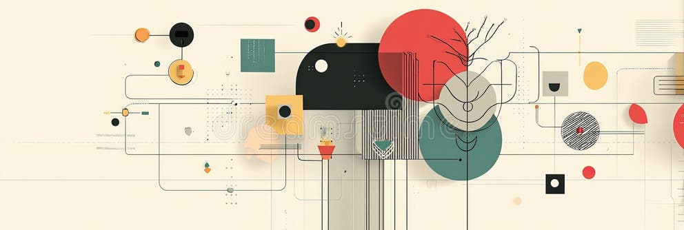 Complex Mind Map Connecting Abstract Geometric Shapes Stock ...