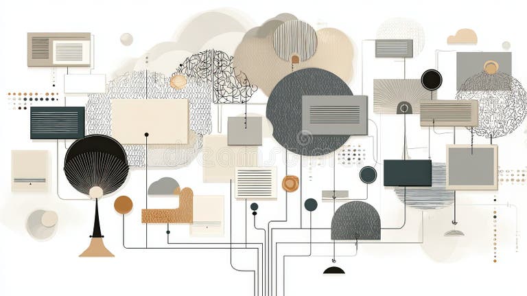 Complex Mind Map Connecting Ideas and Concepts Stock Illustration ...