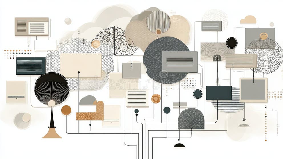 Complex Mind Map Connecting Ideas and Concepts Stock Illustration ...