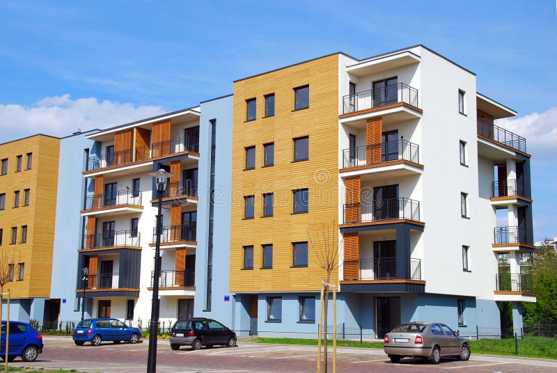Complex of Modern Apartments Stock Image - Image of residence, rent ...