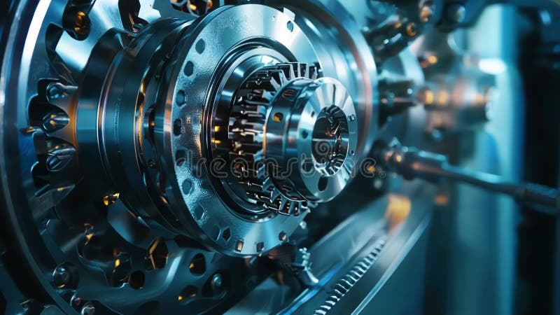 Complex Modern Industrial Machine Operating with Rotating Gears Stock ...