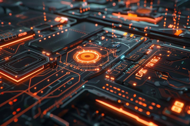 Complex Modern Motherboard Circuit Board Lighting Up Stock Image ...