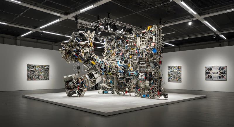 Complex Modern Sculpture Exhibit Inside Contemporary Art Gallery Stock ...