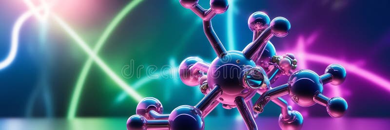 Complex Molecular Structure with Colorful Atoms Connected by Bonds ...