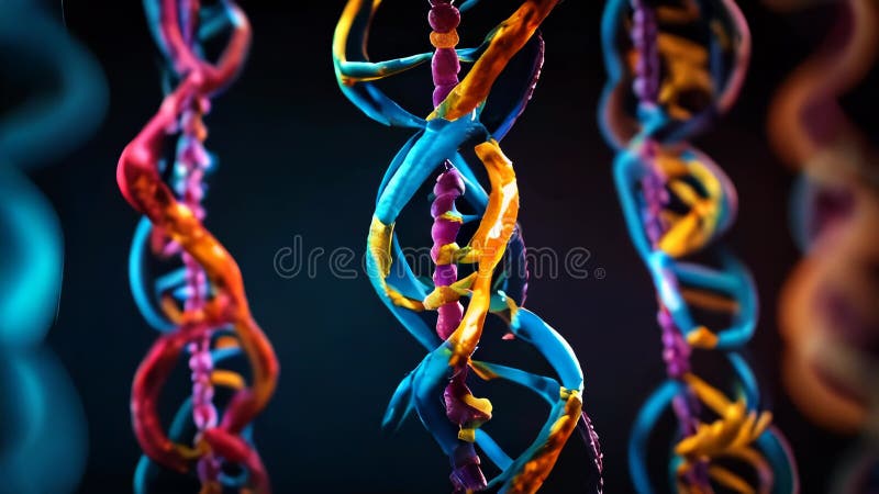 Complex Molecular Structure of DNA in Bright Colors on a Dark Stock ...