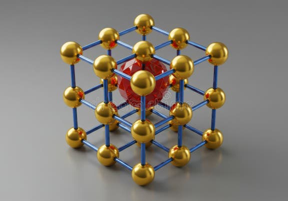 Detailed Molecular Model Showcasing a Central Red Atom Surrounded by ...