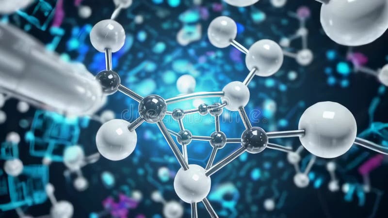 Molecular Structure Rotating in Slow Motion with Hud Data Stock Video ...