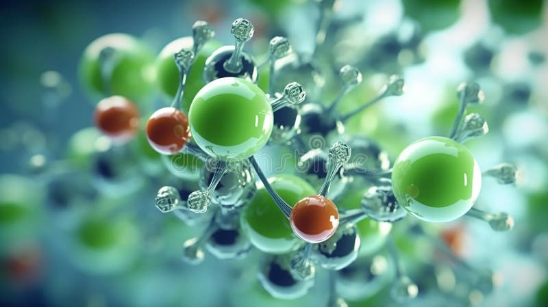 Complex Molecular Structure with Spherical Particles. Futuristic ...