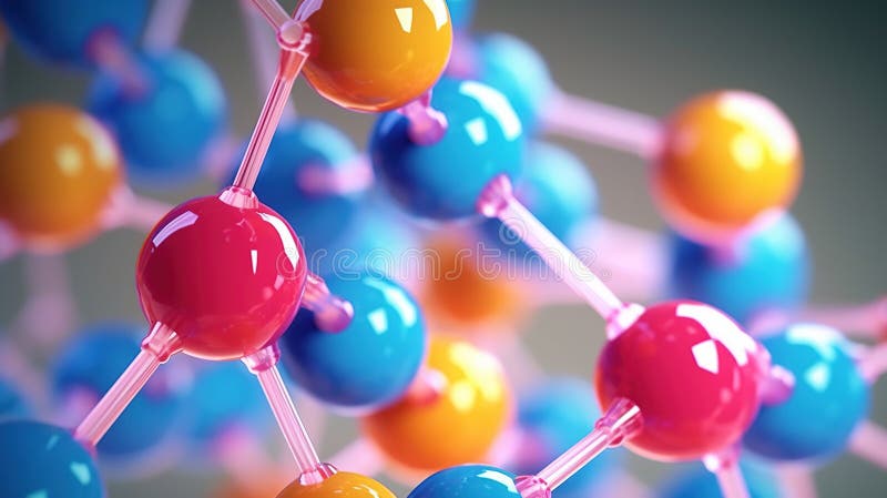 Complex Molecular Structure with Spherical Particles. Futuristic ...
