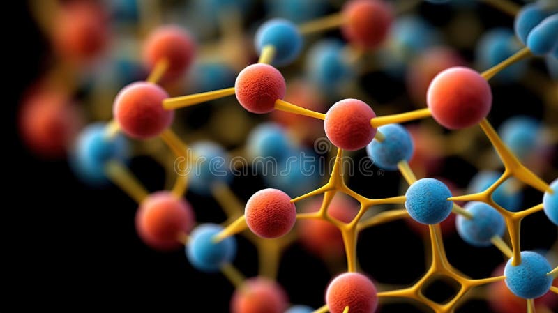 Complex Molecular Structure with Spherical Particles. Futuristic ...