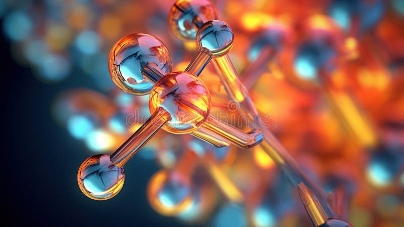 Complex Molecular Structure with Spherical Particles. Futuristic ...