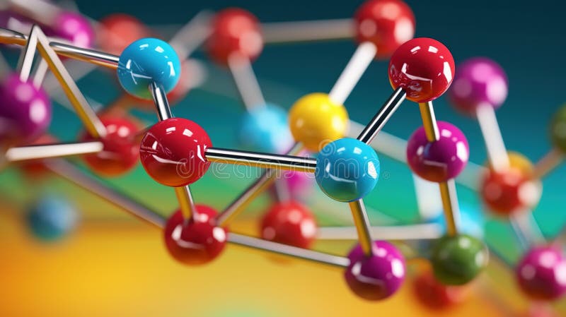 Complex Molecular Structure with Spherical Particles. Futuristic ...