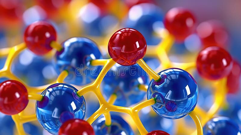 Complex Molecular Structure with Spherical Particles. Futuristic ...
