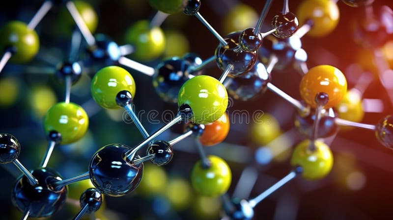 Complex Molecular Structure with Spherical Particles. Futuristic ...