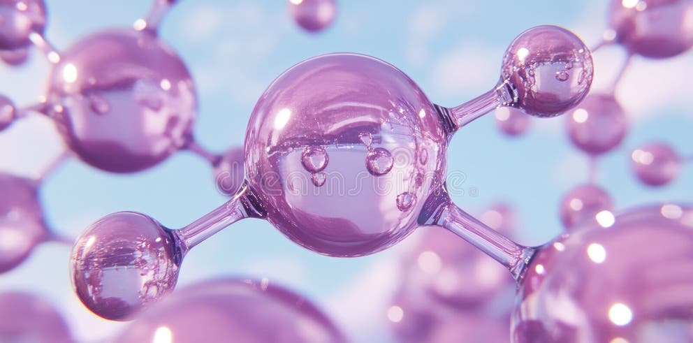 Complex Molecule 3D Illustration. Abstract Molecular Lattice with a ...