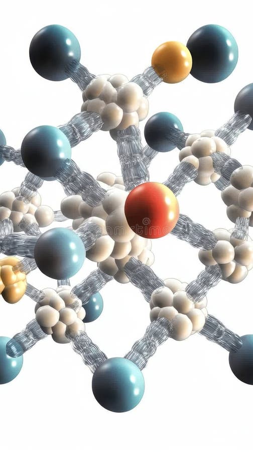 A Complex Molecule with a Red and Yellow Ball in the Middle Stock ...