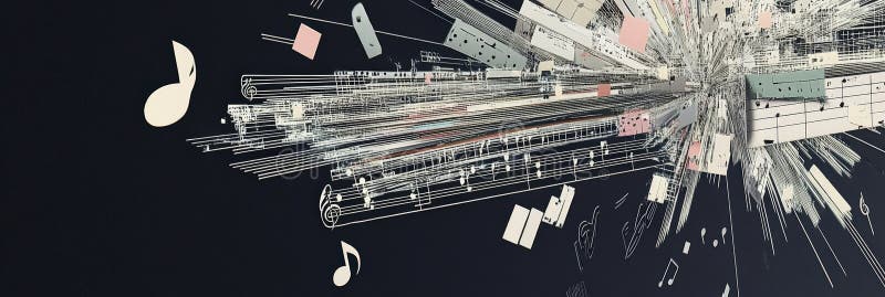 Complex Musical Structure with Explosive Patterns Stock Illustration ...