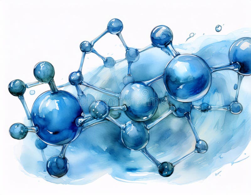 A Complex Network of Atoms, Rendered in a Vibrant Blue, Swirling ...