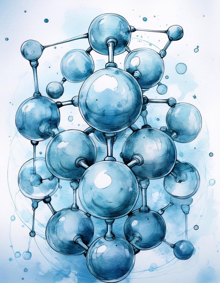 A Complex Network of Atoms, Rendered in a Vibrant Blue, Swirling ...