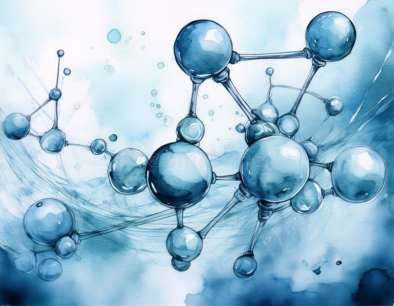 A Complex Network of Atoms, Rendered in a Vibrant Blue, Swirling ...