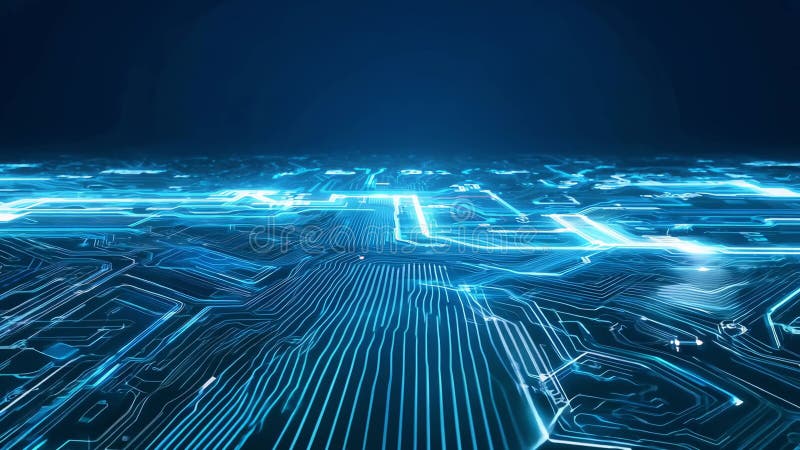 A Complex Network of Blue Digital Lines and Circuits Connects, Creating ...