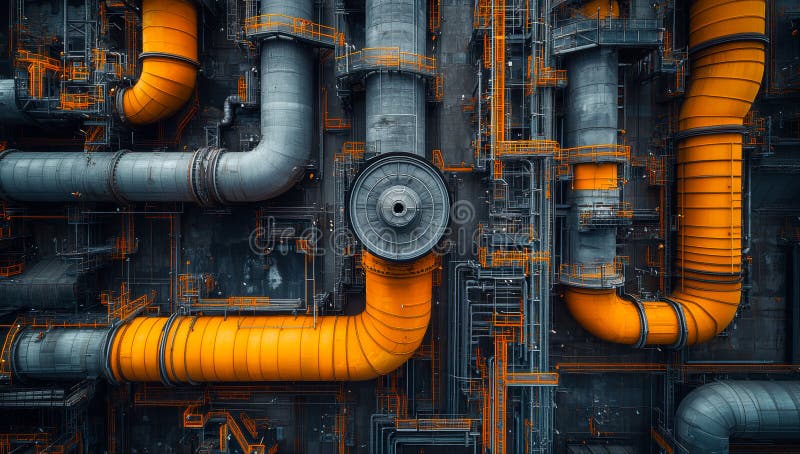 Colorful Industrial Piping System Stock Photo - Image of technology ...