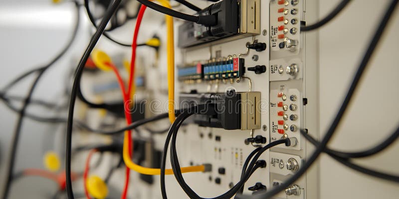 Complex Network of Cables and Electronic Components Stock Illustration ...
