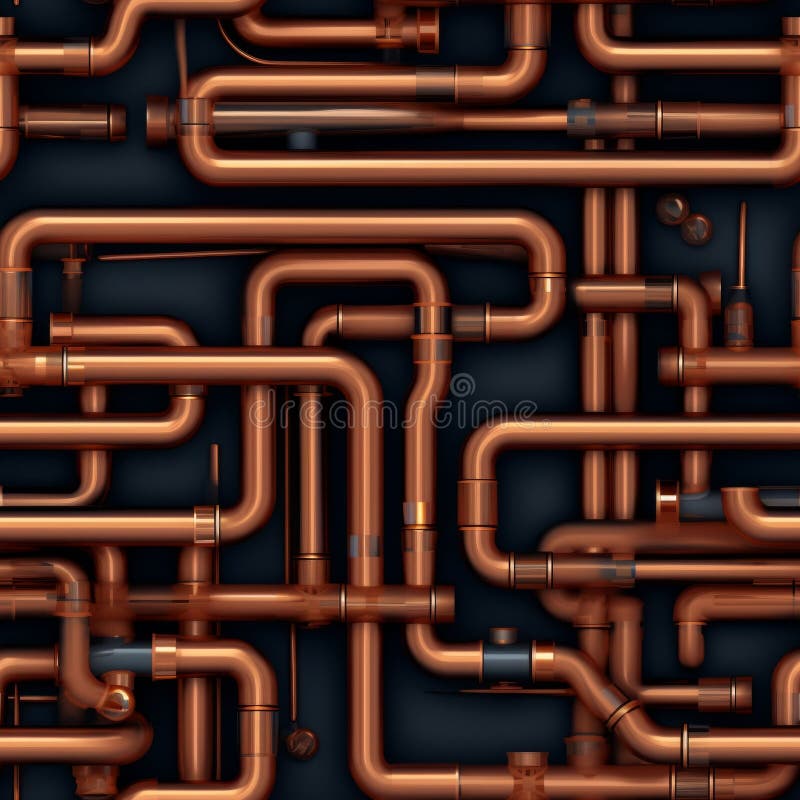 Complex Network of Copper Pipes. Generative Ai Stock Illustration ...