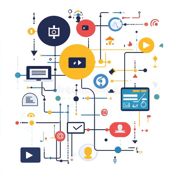 Complex Network Digital Marketing Strategy Visual Diagram Illustration ...