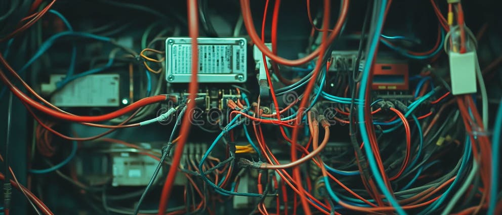 Complex Network of Exposed Wiring and Tangled Cables in Industrial ...