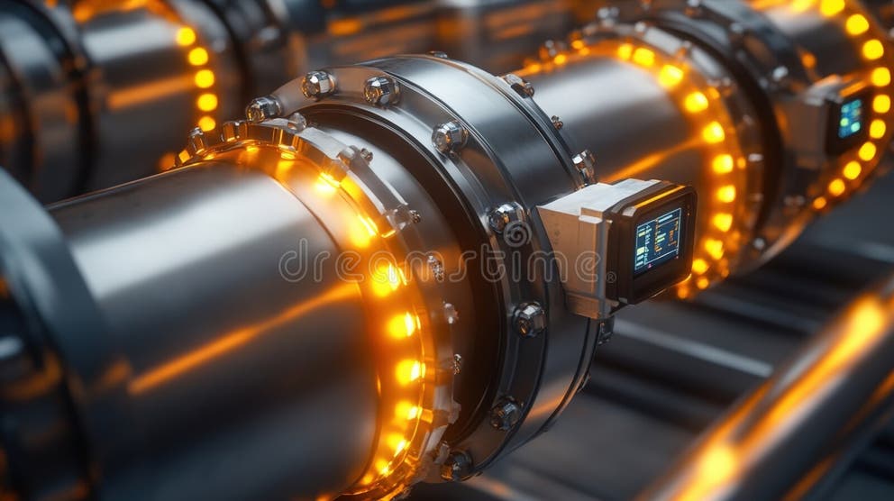 Futuristic Pipes with Glowing Lights Ensuring Data Transfer and Cyber ...
