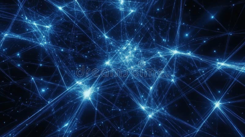 Complex Network of Glowing Blue Lines in a Dark Abstract Background Concept Stock Photo - Image ...