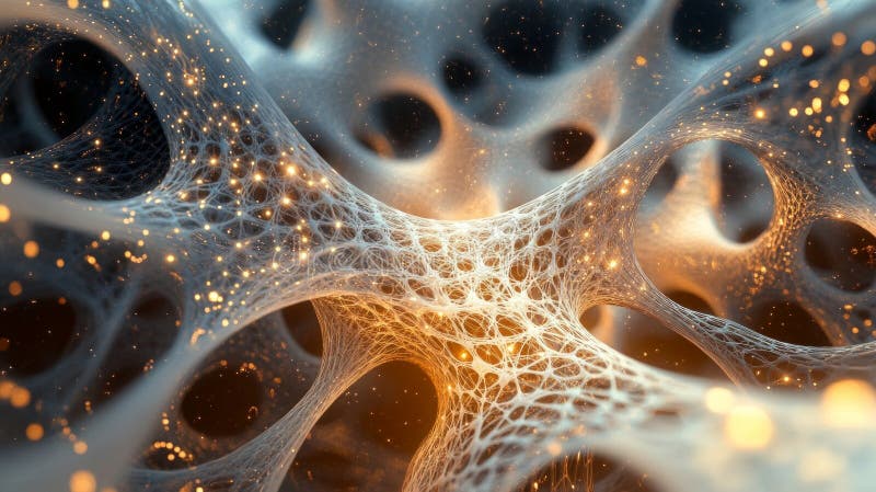 Complex Network of Glowing Organic Structures in Depth Stock Image ...