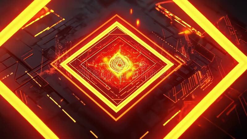 Glowing Red Cyber Security System Protecting Data on Futuristic ...