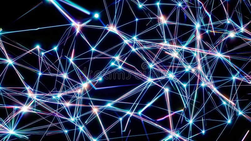 Dynamic Neural Network Expanding and Connecting on Black Background ...