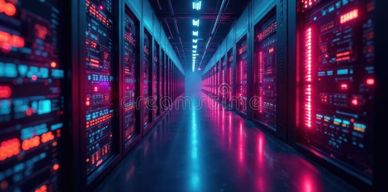 Complex Network Infrastructure Setup Underway Mounting Cables Computer ...