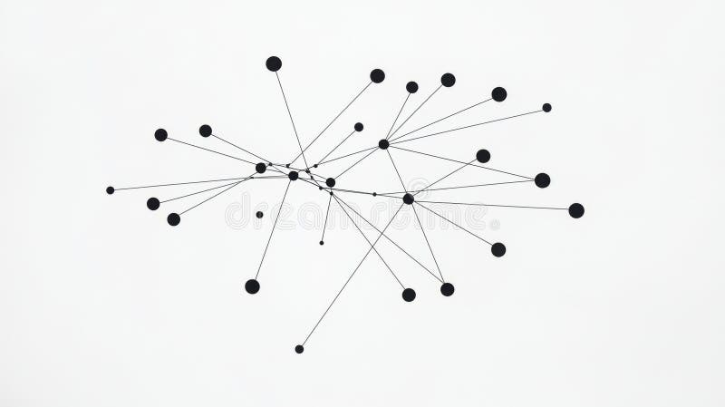 A Complex Network of Interconnected Black Circles and Lines on a White ...