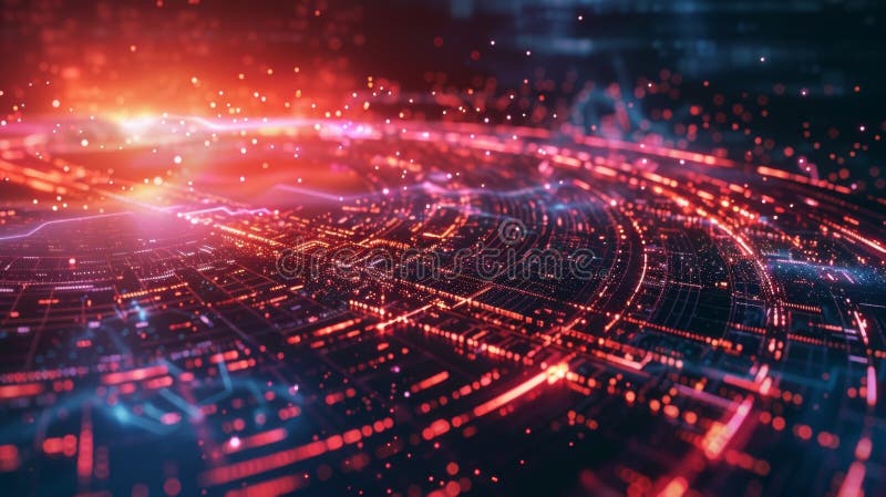 Futuristic City Skyline Glowing with Digital Connections and Data Flow ...