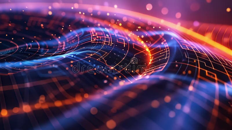 Futuristic Quantum Computing Technology Creating Digital Wave Stock ...