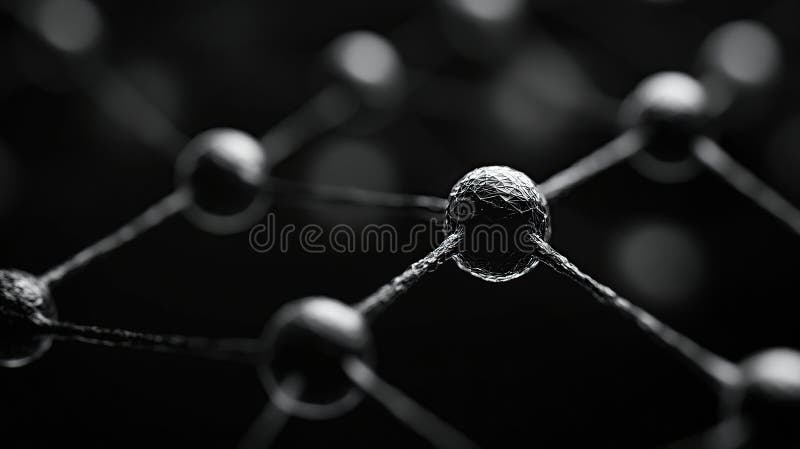 Complex Network of Interconnected Nodes. Close-up View of a Lattice ...