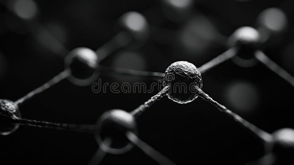 Complex Network of Interconnected Nodes. Close-up View of a Lattice ...