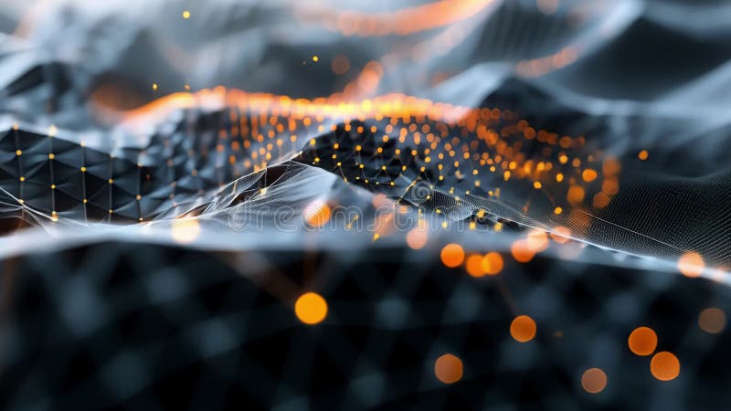 Big Data Flowing Across Futuristic Landscape with Glowing Nodes Stock ...