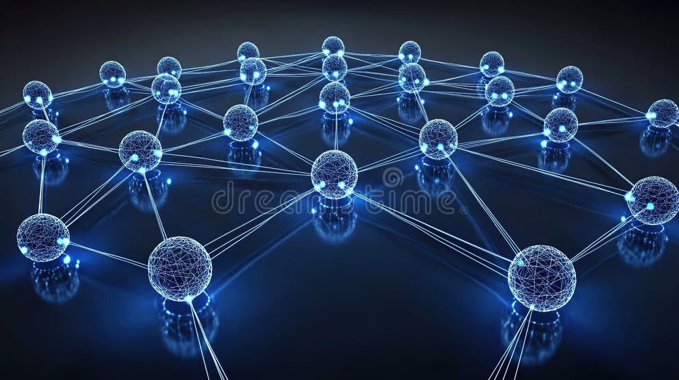 Complex Network of Interconnected Spheres Stock Illustration ...