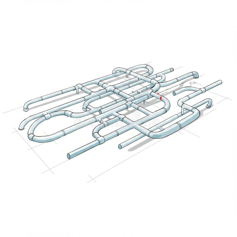 A Complex Network of Intertwined Light Blue Pipes, Arranged in a Maze ...