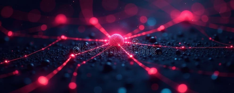 Complex Network Node Visualization Glowing Lines Dark Background Modern Abstract Circuit Complex ...