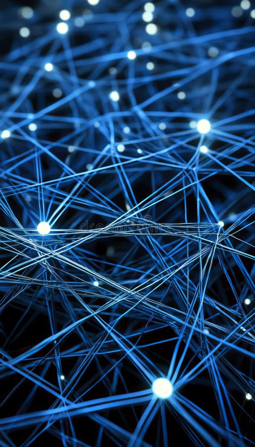 Complex Network of Nodes and Connections, Futuristic Technology ...