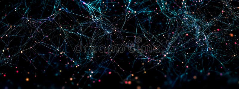 Complex Network Node Visualization Glowing Lines Dark Background Connection Innovation Stock ...