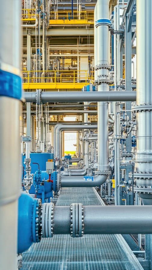 Complex Network of Pipes and Valves in Industrial Plant Stock Photo ...