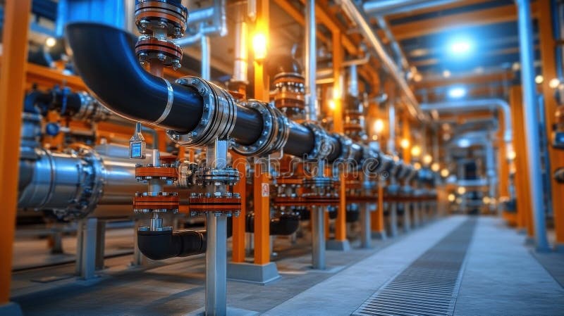 Industrial Pipes and Valves in a Water Treatment Plant Stock Photo ...