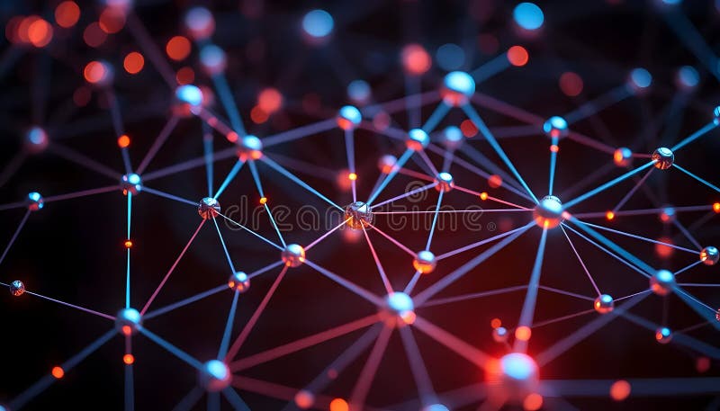 Complex Network Structure Composed of Connected Spheres and Lines Stock ...